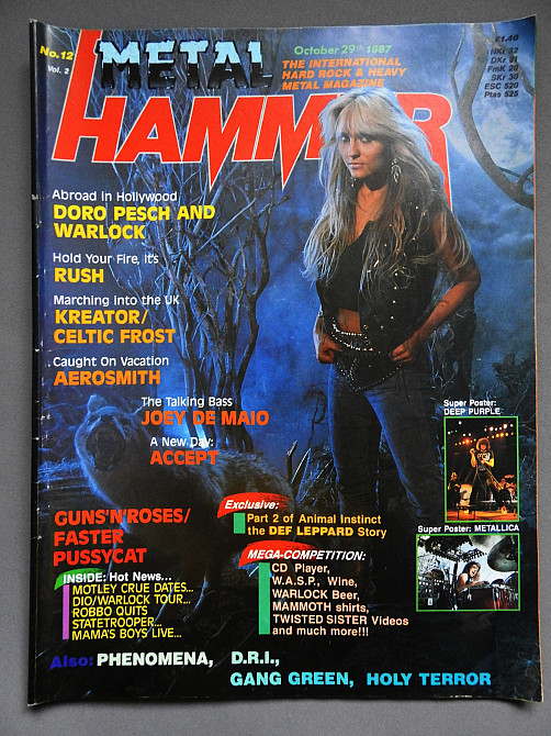 METAL HAMMER Англия №12 Октябрь 29 1987 журнал 2 small posters отличное ...